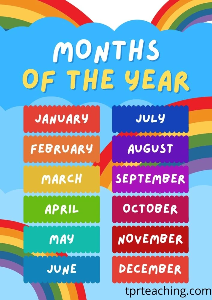 Months Of The Year With Pictures And Worksheet TPR Teaching
